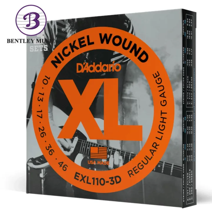 D'Addario EXL110-3D XL Nickel Wound Electric Guitar Strings, Regular ...