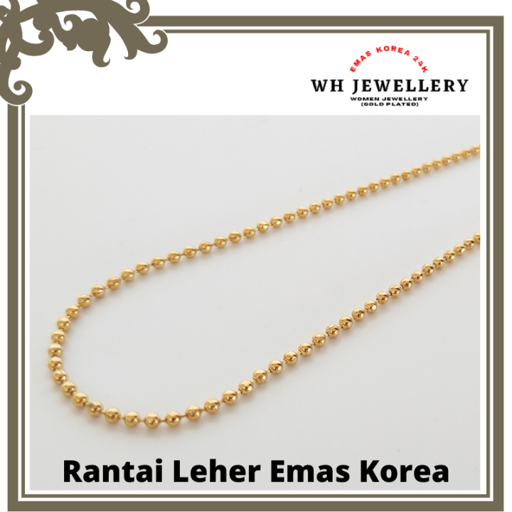 Rantai Leher Perempuan Emas Korea, 24K Premium Gold Plated Women Necklace Rantai Leher Boba | Lazada