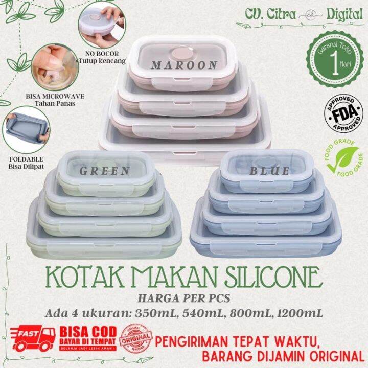 Tempat Makan Silikon / Kotak Makan Silikon / Food Container Silicone ...