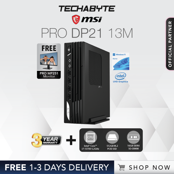MSI PRO DP21 13M-684SG | i7-13700 | 16GB DDR4 | 512GB SSD | Intel UHD Graphics | Windows 11 Pro ...
