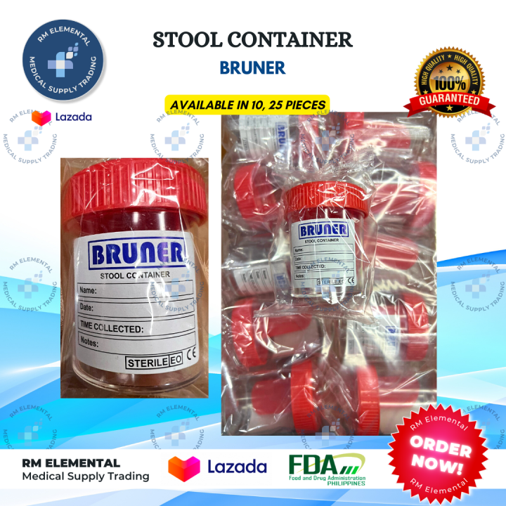 Stool container Sterile BRUNER 60ml 10, 25 pieces | Lazada PH