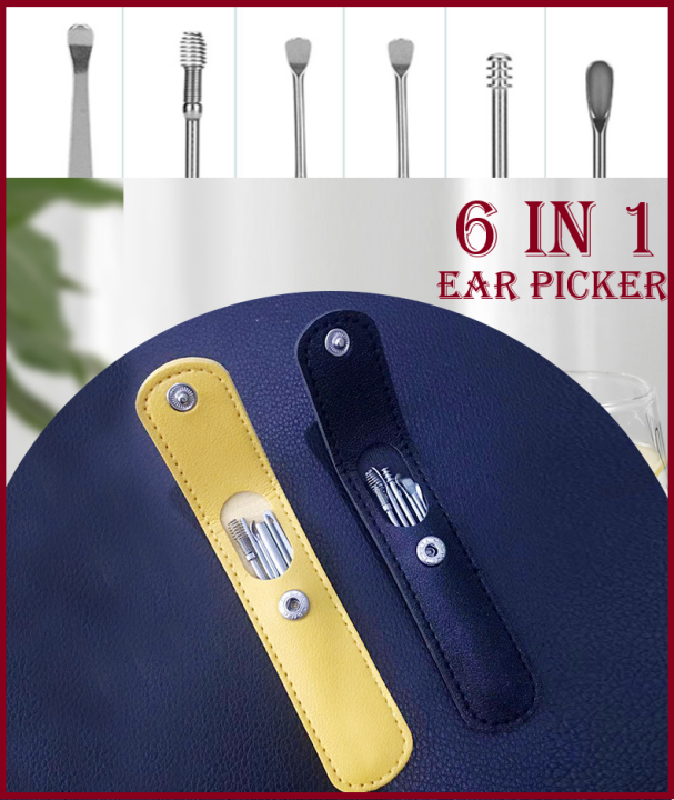 Pengorek Telinga Ear Picker 6 in 1 Pemetik Telinga Ear Wax Remover Ear ...