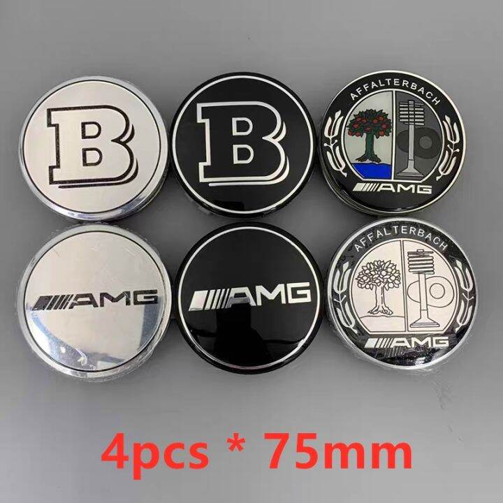 JUWE 4Pcs 75mm Car Wheel Center Hub caps Rim Emblems for Mercedes Benz ...