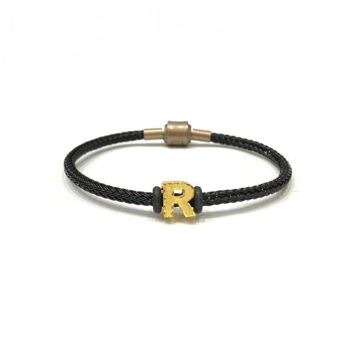 Gelang Tali Set Liontin Huruf R Balok Emas Asli Kadar 700 | Lazada ...