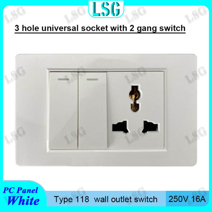 Type 118mm Wall Switch Socket Outlet 3 pin Multifunction Universal ...