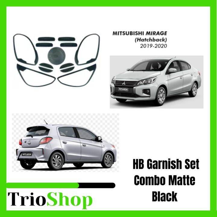 2019-2022 Mitsubishi Mirage Hatchback HB Garnish Set Combo Matte Black ...
