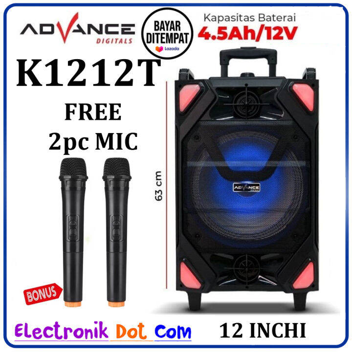 Speaker Bluetooth Portable Advance K1212T 12 inch+ 2 Mic Wireless -NEW | Lazada Indonesia