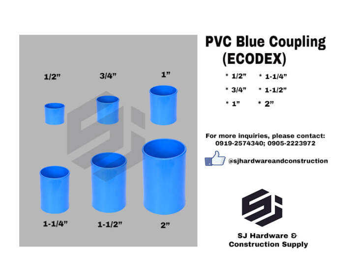 PVC Blue Coupling 1/2" / 3/4" / 1" / 1-1/24" / 1-1/2" / 2" | Lazada PH