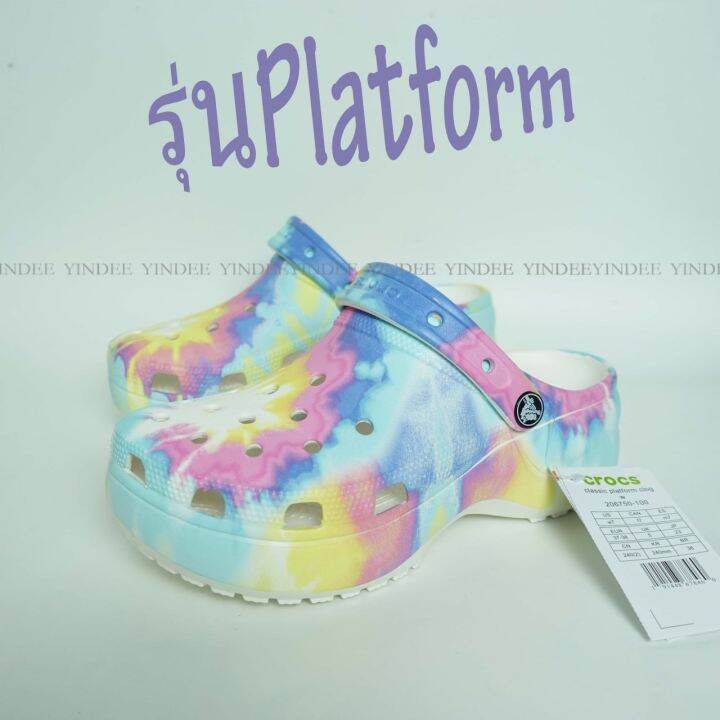 สีสวย รุ่นฮิต Crocs Classic Platform Clog รองเท้าแตะแพลตฟอร์ม สไตล์