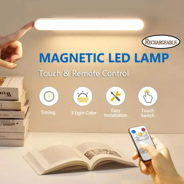 【new】 Magnetic Study Desk Lamp Rechargeable USB LED Light Touch Sensor ...