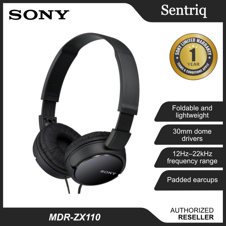 Sony MDR-ZX110 Black On-Ear Stereo Headphone MDR-ZX110/B (Original) by ...