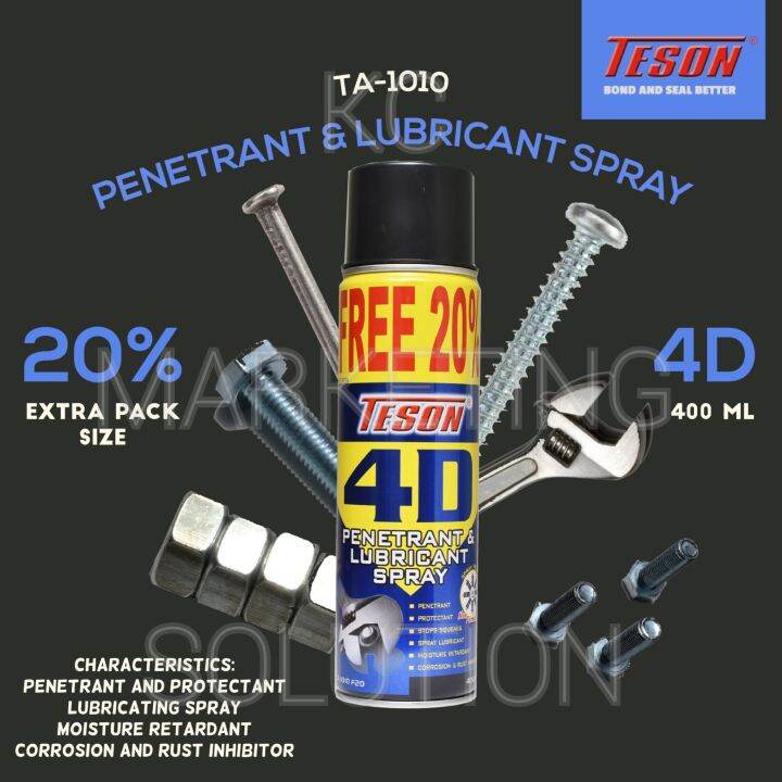 Teson TA-1010 [Extra 20% Pack Size] 4D Penetrant & Lubricating Spray ...