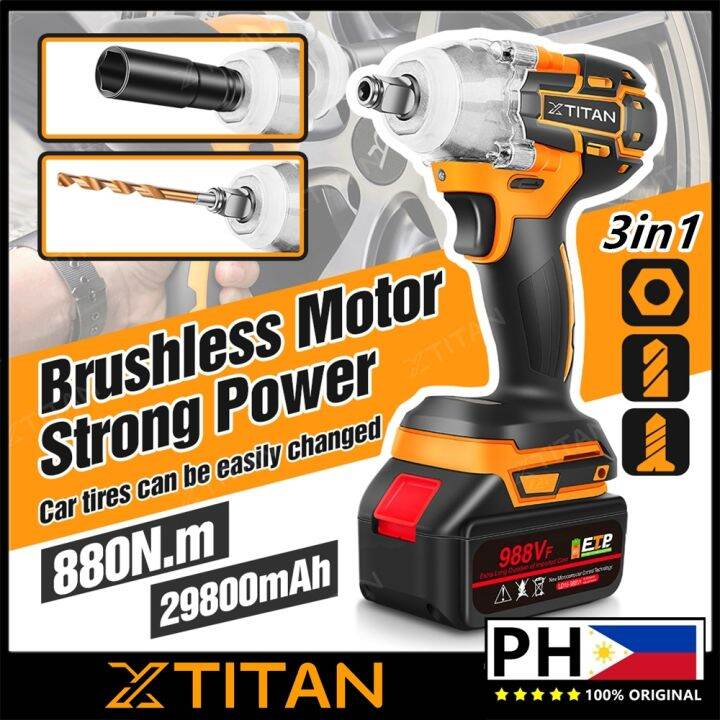 【free Gloves】988vf Impact Wrench Cordless 6 Socket 13 Bits Original