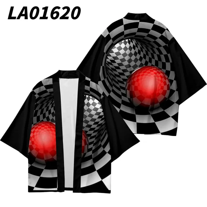Men 3D Print Kimono Harajuku Japanese Streetwear Male Haori Obi Clothes ...