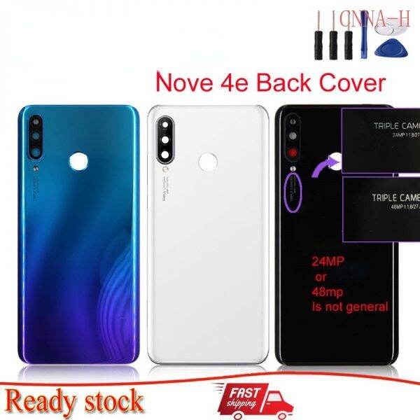 สำหรับ P30 Lite Nova 4e Nova4e กระจกหลังฝาหลังปิดโทรศัพท์ครอบคลุมกรณีที่อยู่อาศัยหลังด้วยเลนส์ ...