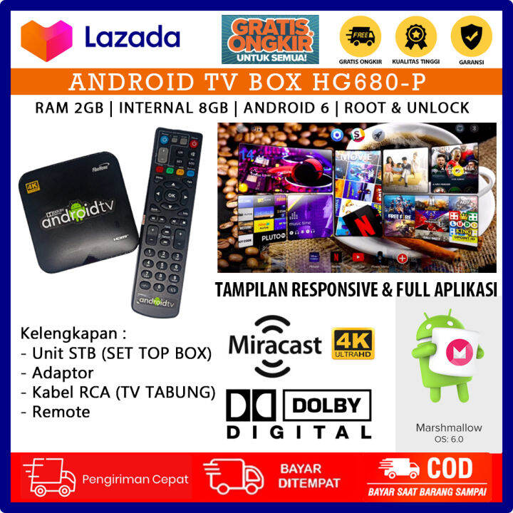 Android TV Box HG680-P / RAM 2GB / INTERNAL 8GB / ANDROID 6 / Smart TV ...
