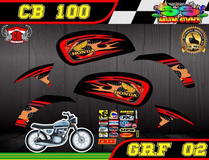 Stiker Variasi Streaping Decal List Motor HONDA CB 100 (LAMA) Grafis 02 ...