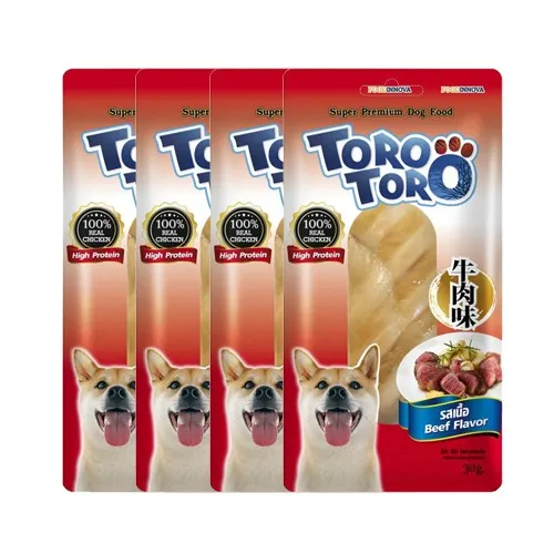GOD ขนมสุนัข Toro Toro Dog Snack Beef Flavor (30 g.) x 4 ขนมหมา ขนม ...