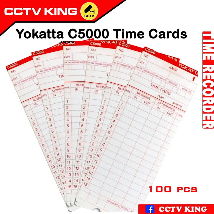 100 pcs. C5000 YOKATTA DX-5 Bundy Clock Time Cards DTR Attendance ...