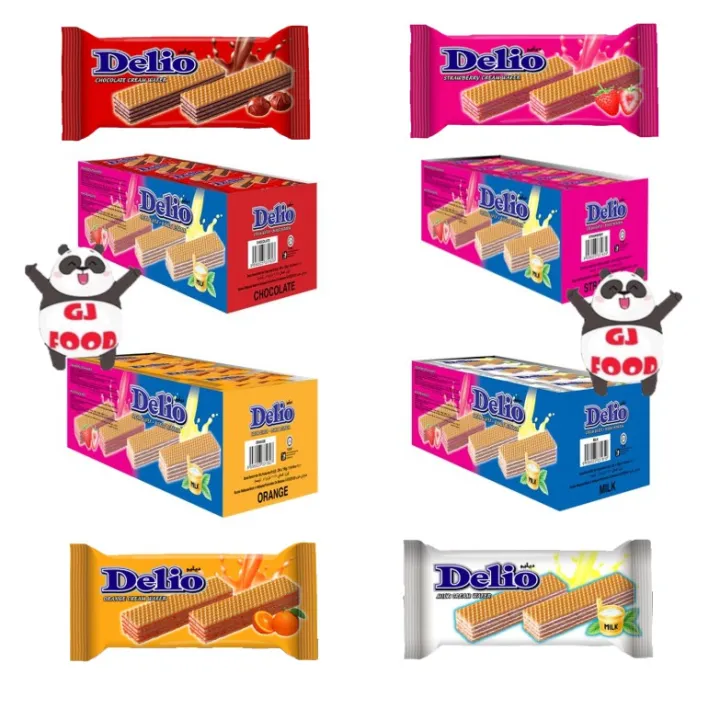 Delio Cream Wafer Chocolate / Strawberry / Milk / Orange 16g x 24pcs ...