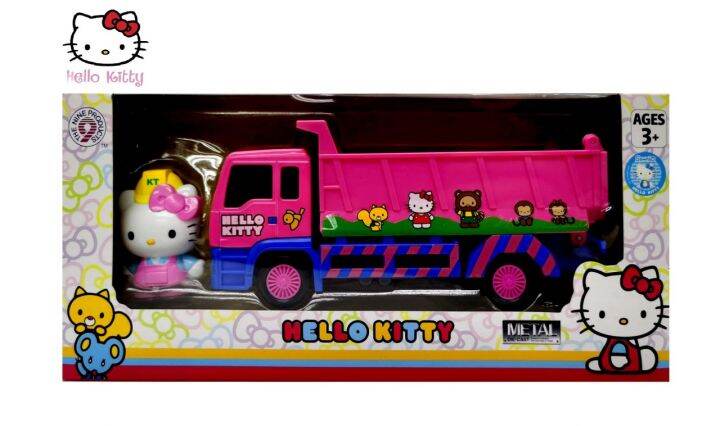 SANRIO HELLO KITTY METAL DIE CAST 6 INCH HELLO KITTY DUMP TRUCK WITH 1 ...