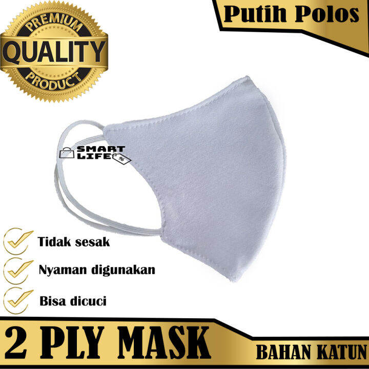 [ isi 1 ] Masker kain 2 lapis warna putih polos / masker kain 2 ply ...