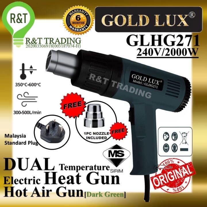 GOLD LUX 3H 240V 2000W Dual Temperature Electric Heat Gun/Hot Air Gun ...
