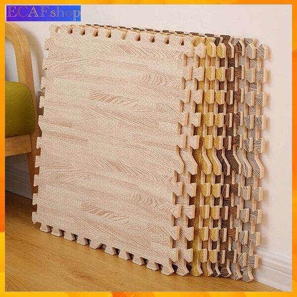 ECAF.shop 4 Pieces Wood Print/Plain Puzzle Playtime Rubber Mat Big ...