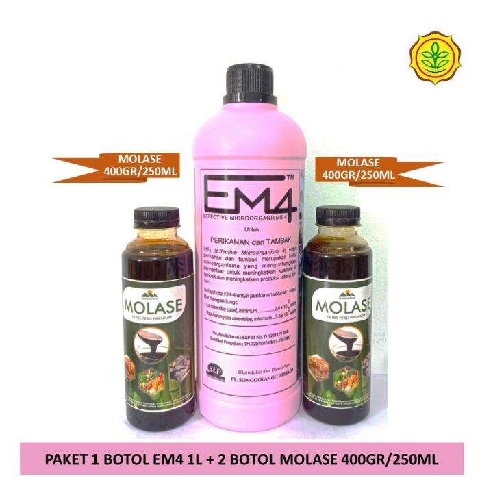 PAKET 1 BOTOL EM4 PERIKANAN 1 LITER DAN 2 BOTOL MOLASE 400gr / 250ml ...