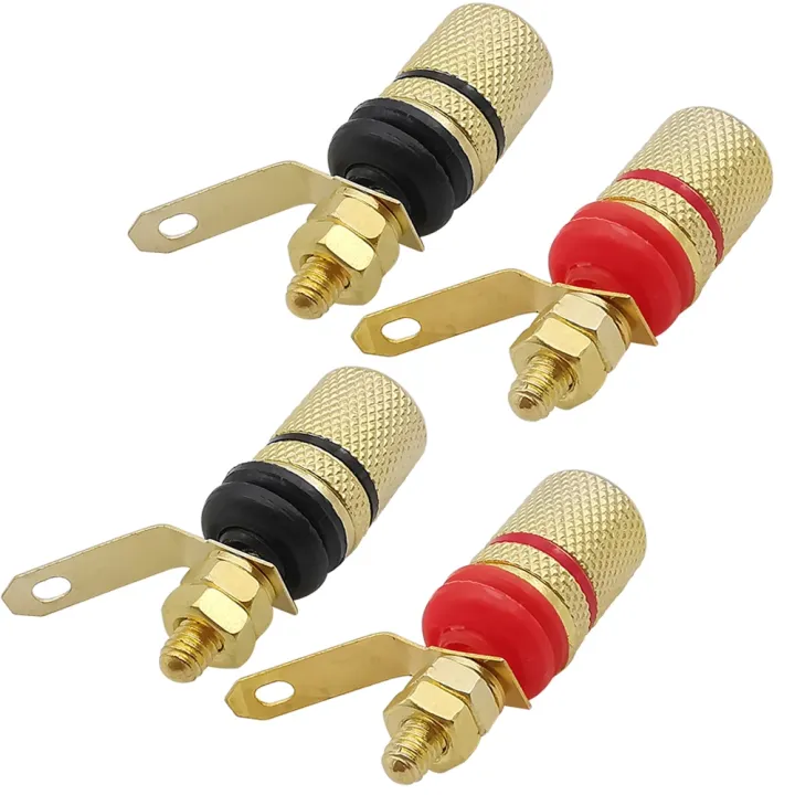 4Pcs Gold plated Speaker Terminal Binding Posts Amplifier 4mm Socket ...