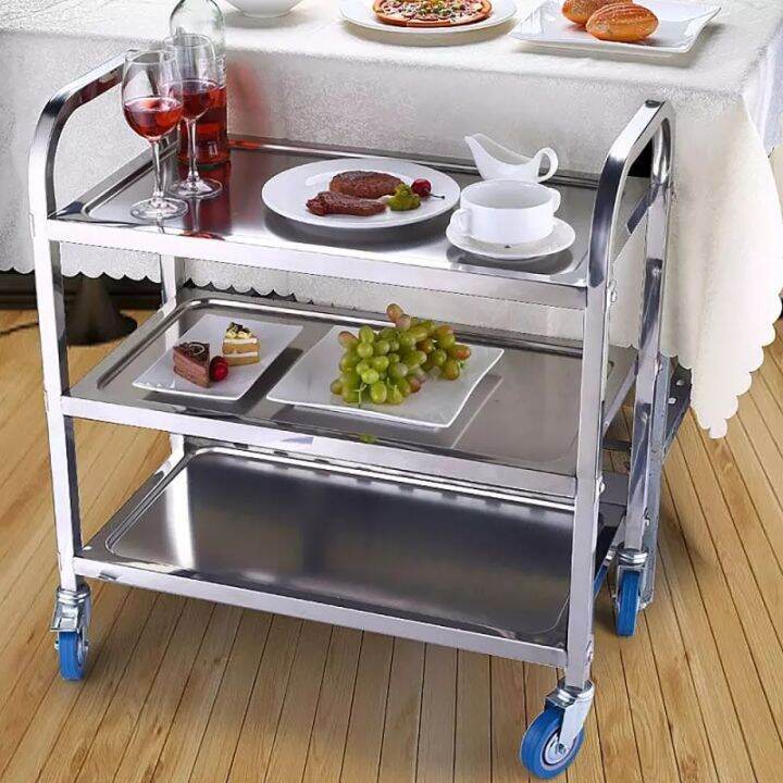 Stainless Steel Trolley Cart Catering Service Rolling Utility Cart ...