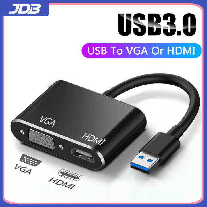 JDB USB3.0สายแปลง USB เป็น HDMI เข้ากันได้หรือ VGA ชายกับหญิงเคเบิ้ลอะ ...