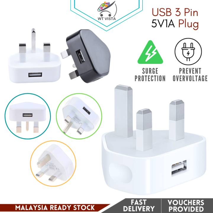 USB 3 Pin UK Plug 5V 1A Wall Charger Power Adapter Charging for Phone ...