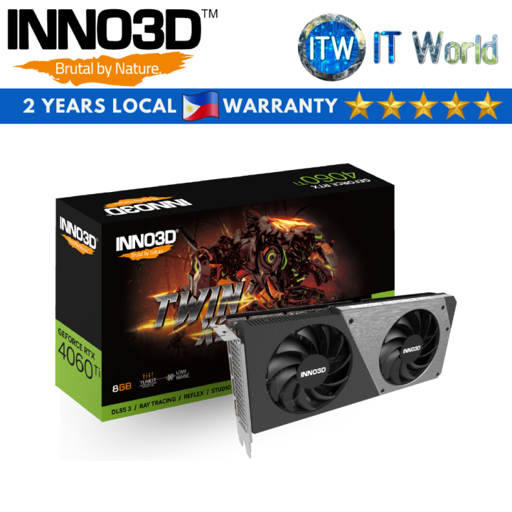 Inno3D Geforce RTX 4060 Ti Twin X2 8GB GDDR6 Graphics Card (N406T2-08D6 ...
