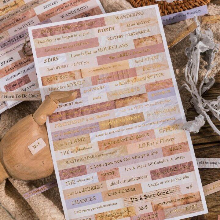 4 Pcs Vintage Scrapbook Letters Stickers Gilding Words Phrase Diary ...