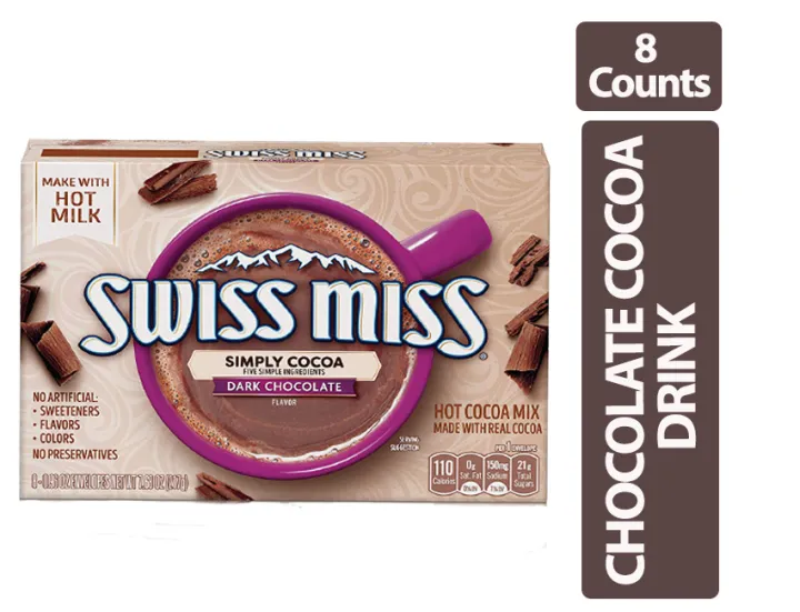 Swiss Miss Simply Cocoa Dark Chocolate Hot Cocoa Chocolate Drink Mix, 8 ...