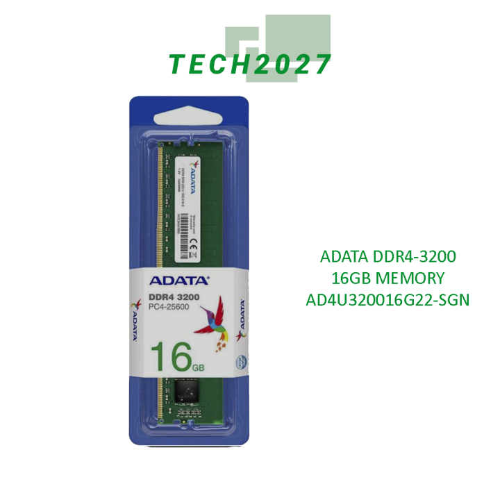 ADATA 16GB SINGLE DDR4 3200 DIMM DESKTOP MEMORY - AD4U320016G22-SGN | Lazada PH