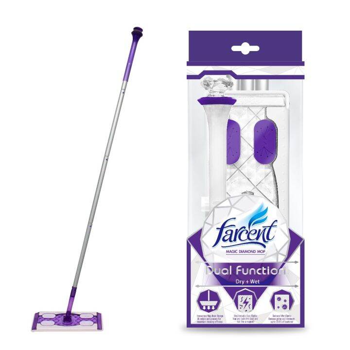 Farcent Magic Diamond Dry & Wet Mop Electrostatic Dust Tissue Wet ...