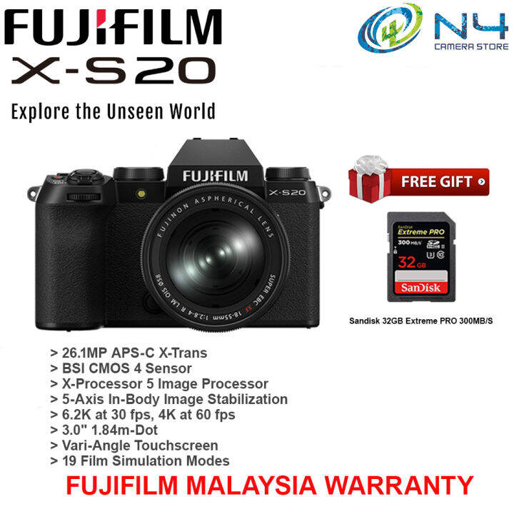 FUJIFILM X-S20 XS20 Mirrorless Camera with 15-45mm Lens / X-S20 BODY / X-S20 WITH 18-55MM LENS ...