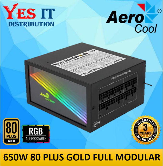 AEROCOOL MIRAGE 650W / 750W RGB 80 PLUS GOLD FULL MODULAR POWER SUPPLY | Lazada
