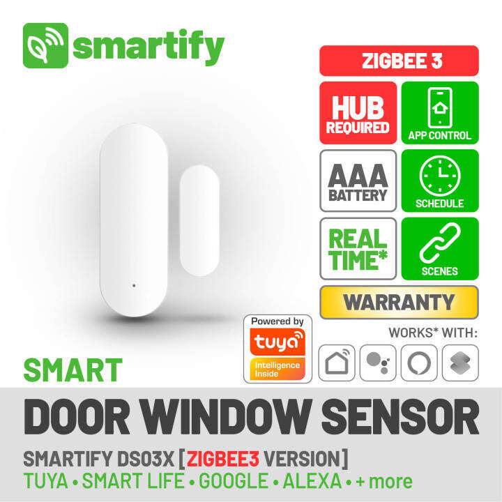 SMARTIFY ZIGBEE 3 Door Window Sensor Monitor (DS03X AAA Battery HUB ...