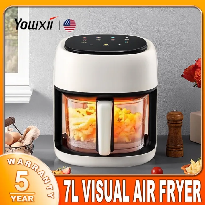 Yowxii Air Fryer 7L Visual Glass Digital Touch Screen Smokeless Fully ...