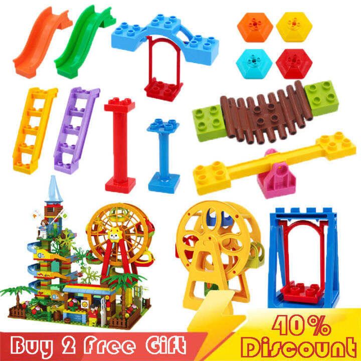 Duplo Accessories Building Blocks DIY Slide Swing Ferris Wheel Scene ...