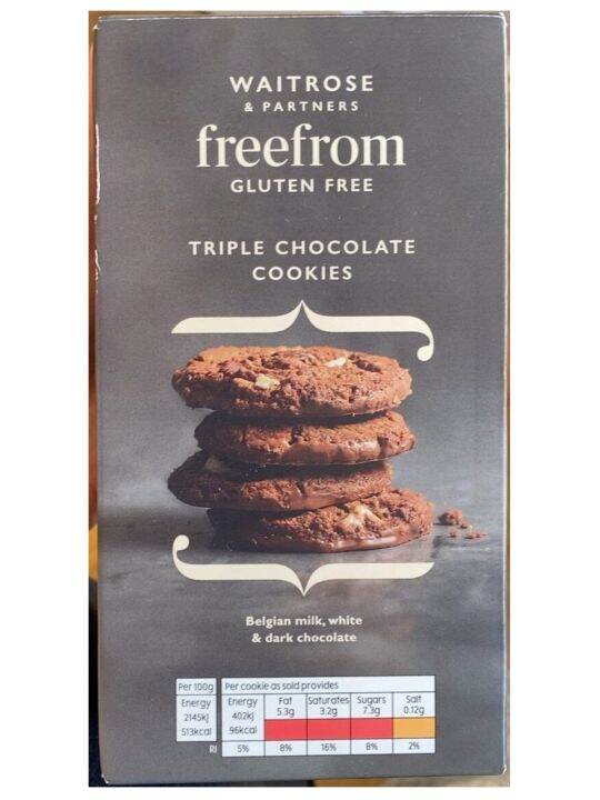 Waitrose & Partners Free From Gluten Triple Choc Cookies, Belgian Milk ...