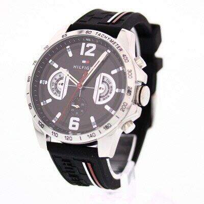 Tommy Hilfiger Decker Chronograph ซิลิโคนสแตนเลสสายคล้องวันนาฬิกาข้อมือ ...