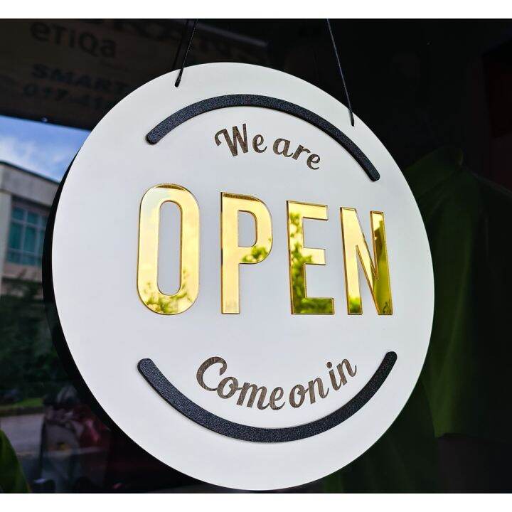 Sign Open Close Gold Indoor Sign LMM | Lazada PH
