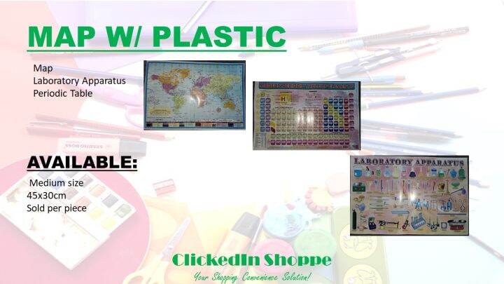 Map / Laboratory Apparatus/ Periodic Table with Plastic-Medium Size ...