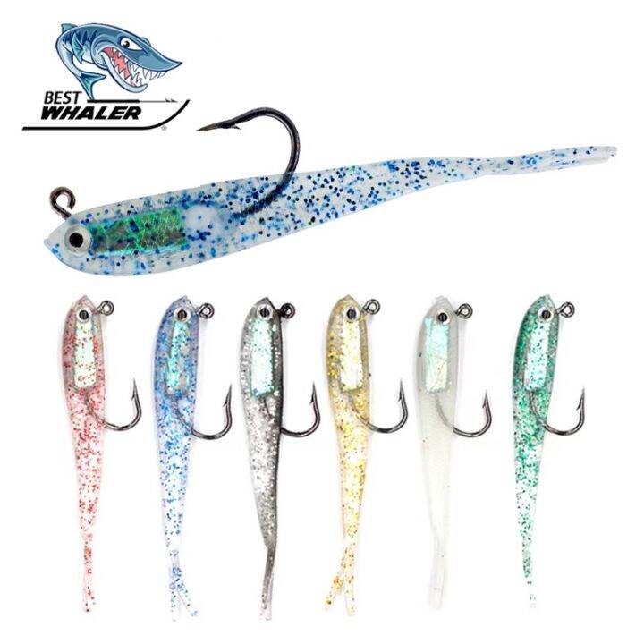 Soft Plastic Lure 7cm/6g Split Tail Lead Fish Swimbaits With Hooks ...