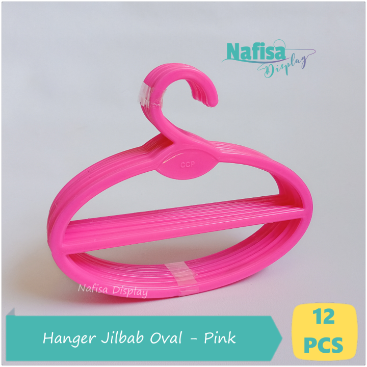 12 Pcs Gantungan Jilbab Oval Pink Hanger Plastik Display Hijab | Lazada Indonesia