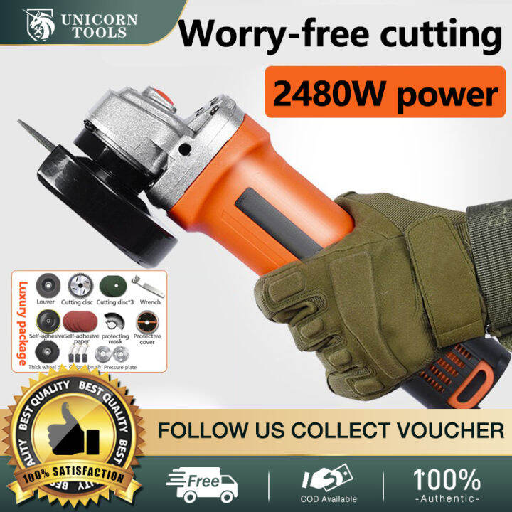 Unicorn Angle Grinder 2 in 1 , 220V 1850W with Electric 12'' Chainsaw ...